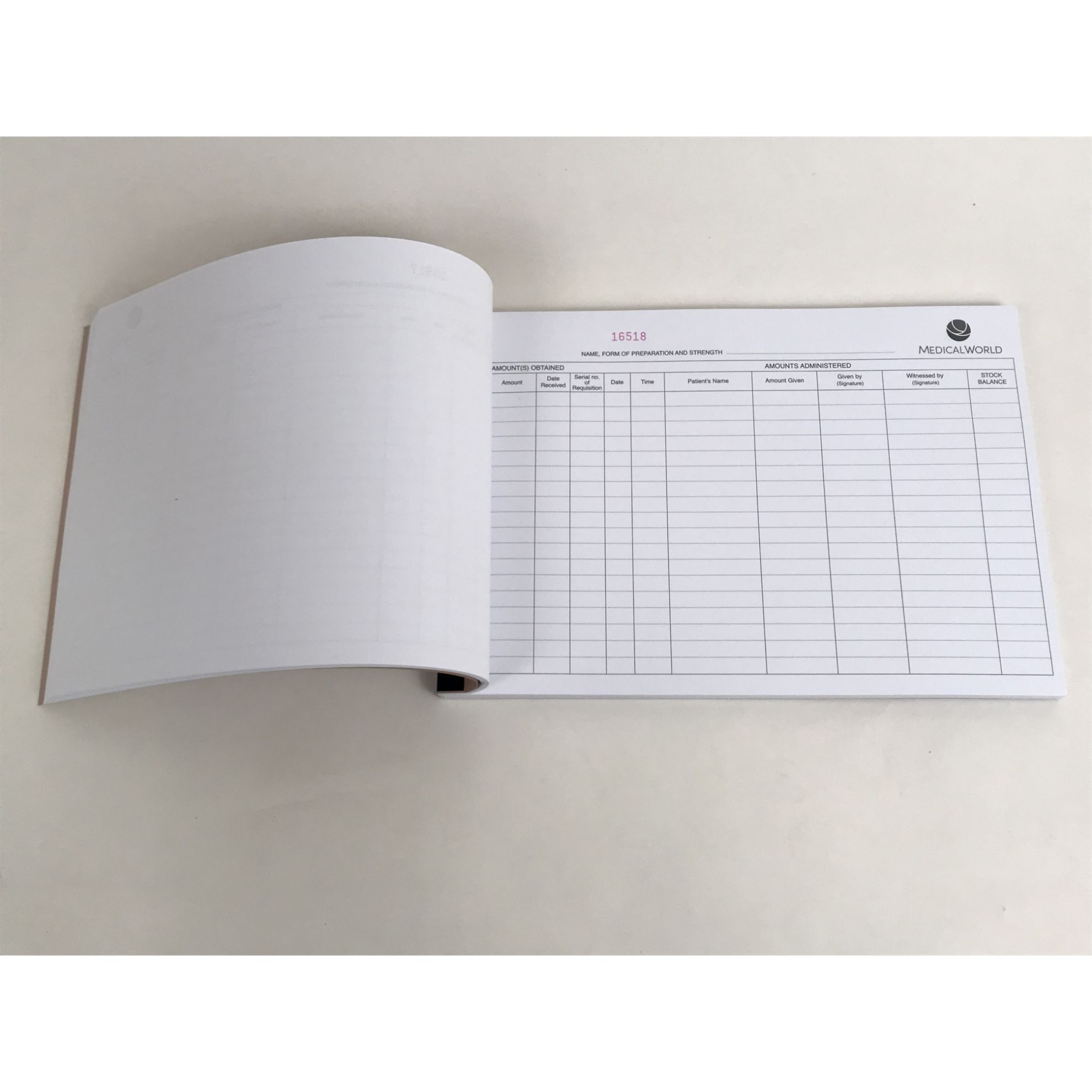 Controlled Drug Inventory Book - Medical Supplies